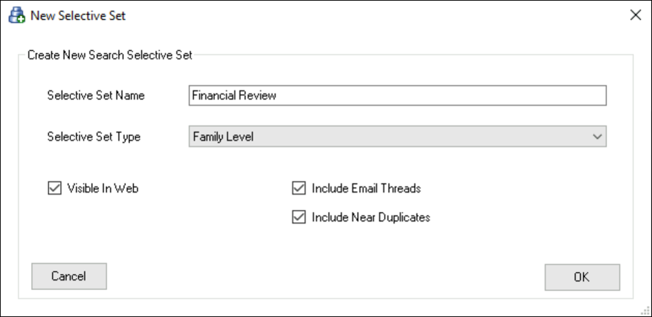 Create Selective Sets - Discovery Manager